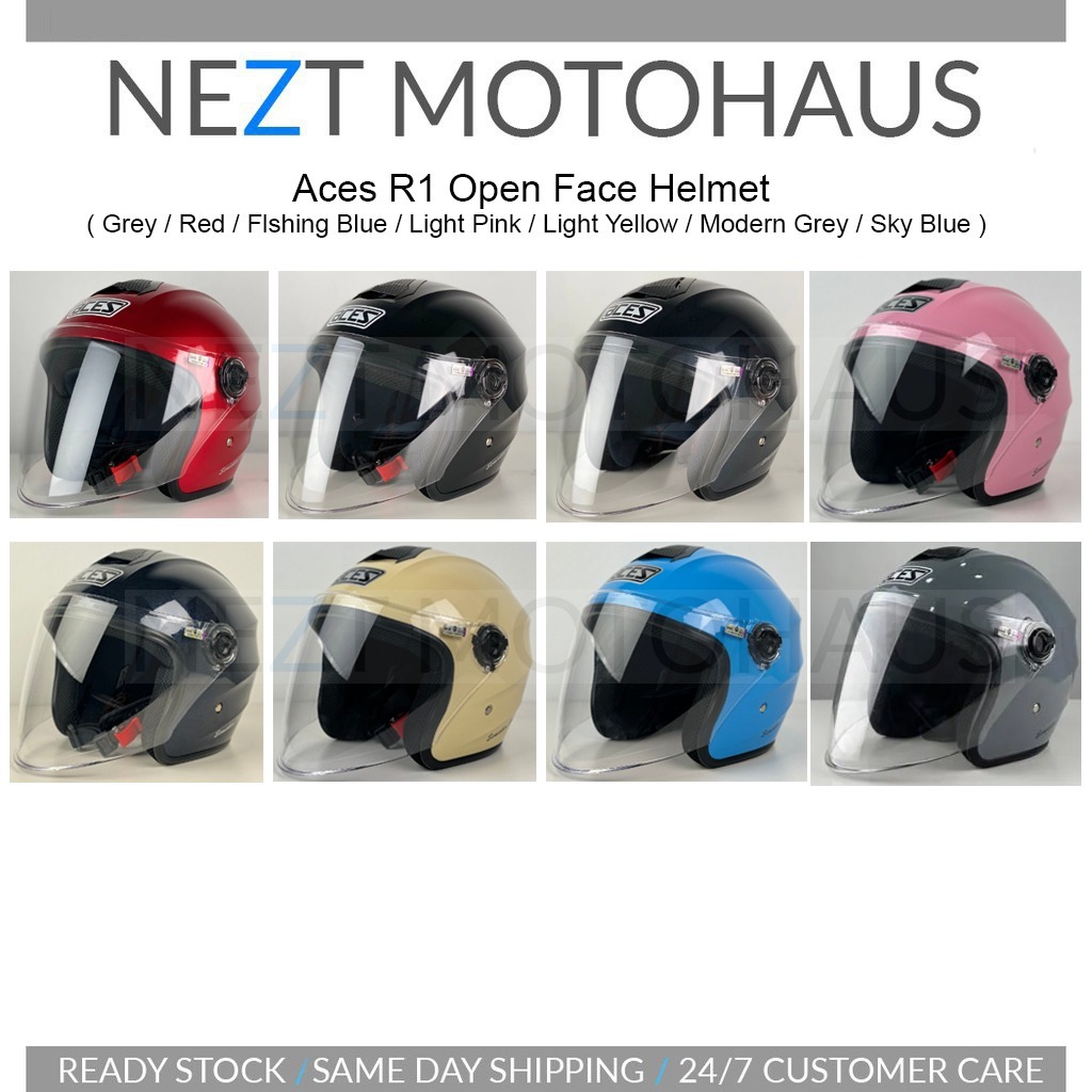 ACES R1 OPEN FACE HELMET READY STOCK SIRIM APPROVED | Shopee Malaysia