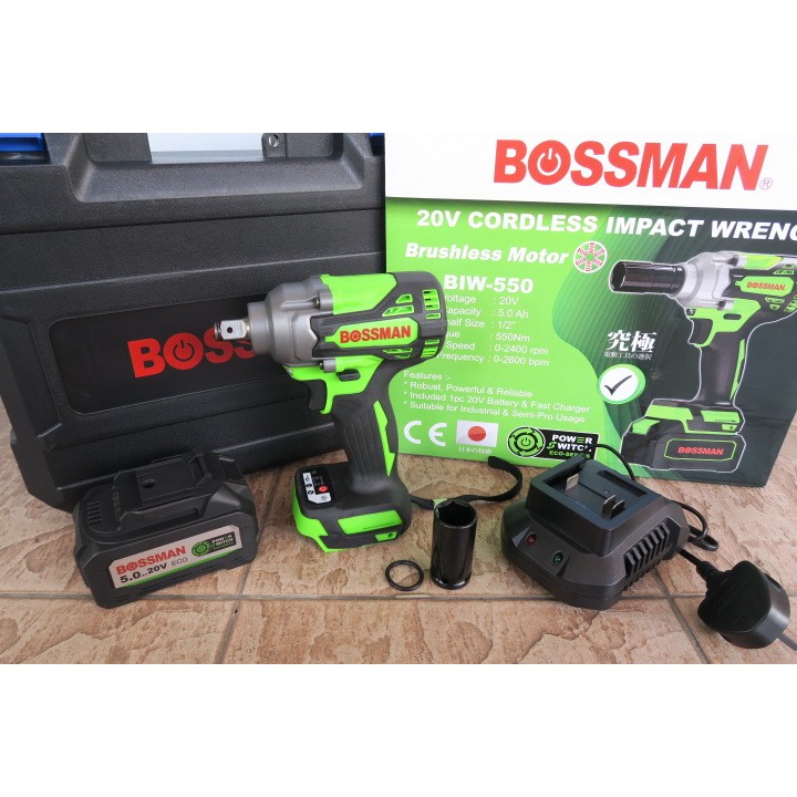 Bossman 20V 5.0Ah (1/2-inch Dr.) 550Nm Brushless Impact Wrench | Shopee ...