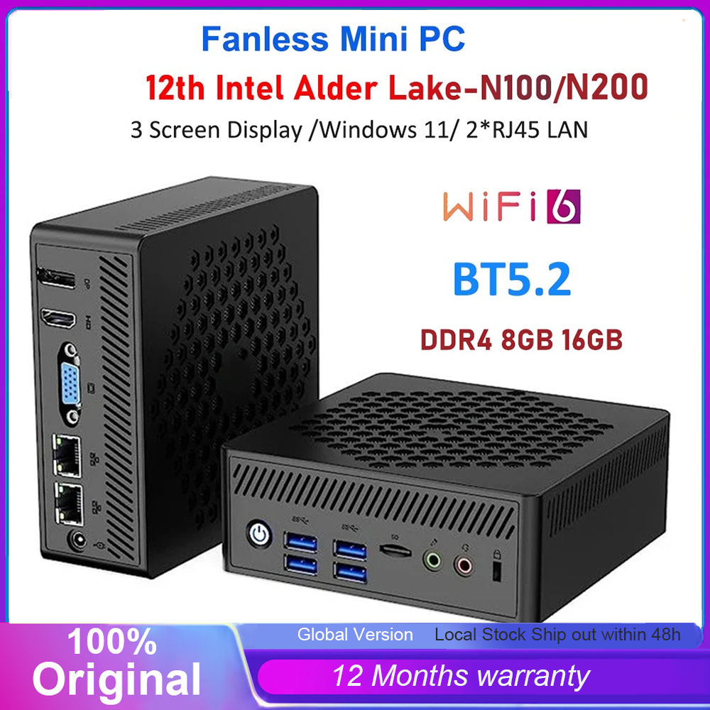 SZBOX AC8-N Mini PC Intel 12th Alder Lake N100/N200 Windows 11 Pro DDR4 ...