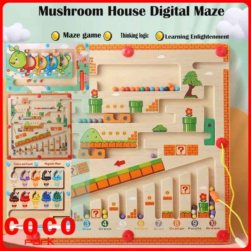Magnetic Color and Number Maze Wooden Magnet Maze Board Game Toys ...