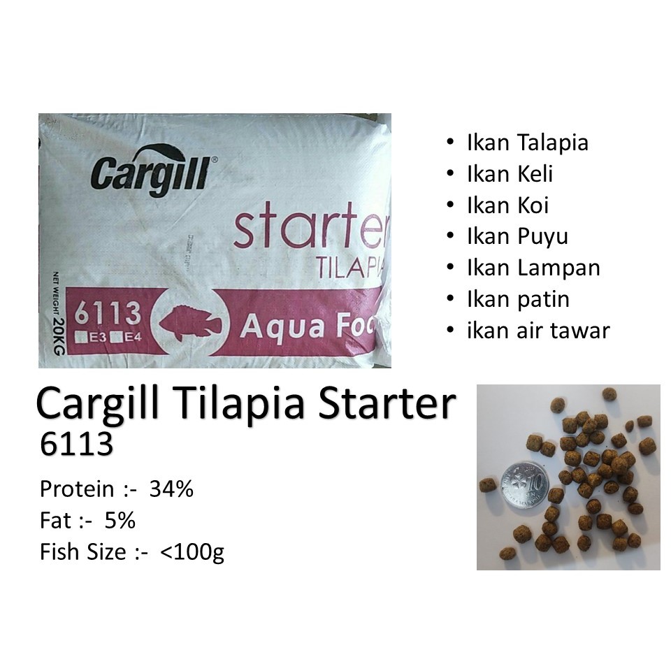 Repack - Cargill Tilapia Starter 6113 / floating fish food fish feed ...