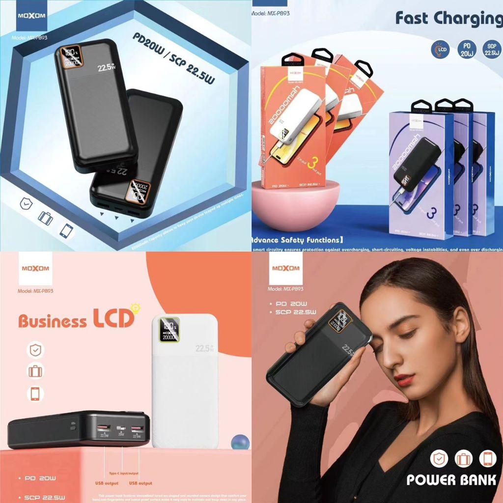 🔥 MOXOM MX-PB93🔥PD20W 20K POWER BANK 📍 FAST CHARGING 📍 20000MAH 📍 20WPD + SCP22.5W 📍 LED DISPLAY ...