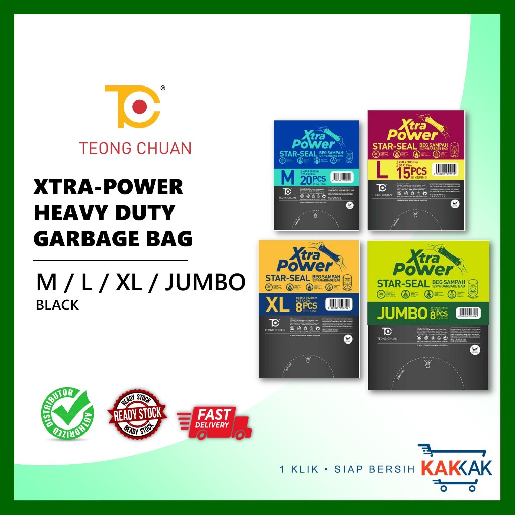 Xtra Power Jumbo LDPE Large Garbage Bags M / L / XL / Jumbo StarSeal ...