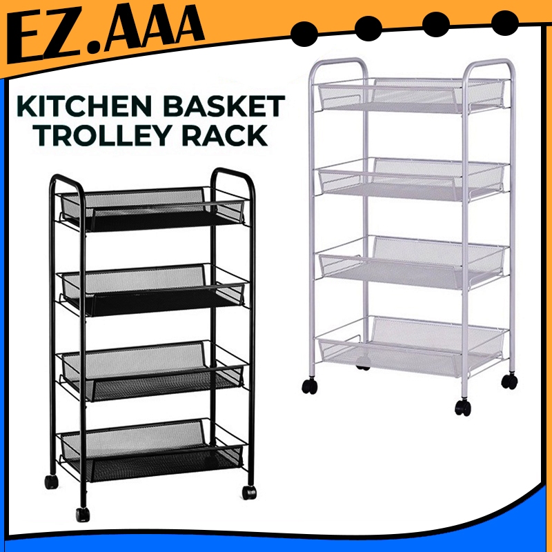 3 4 Tier Multipurpose Storage Rack Trolley Rack with Wheel Steel ...