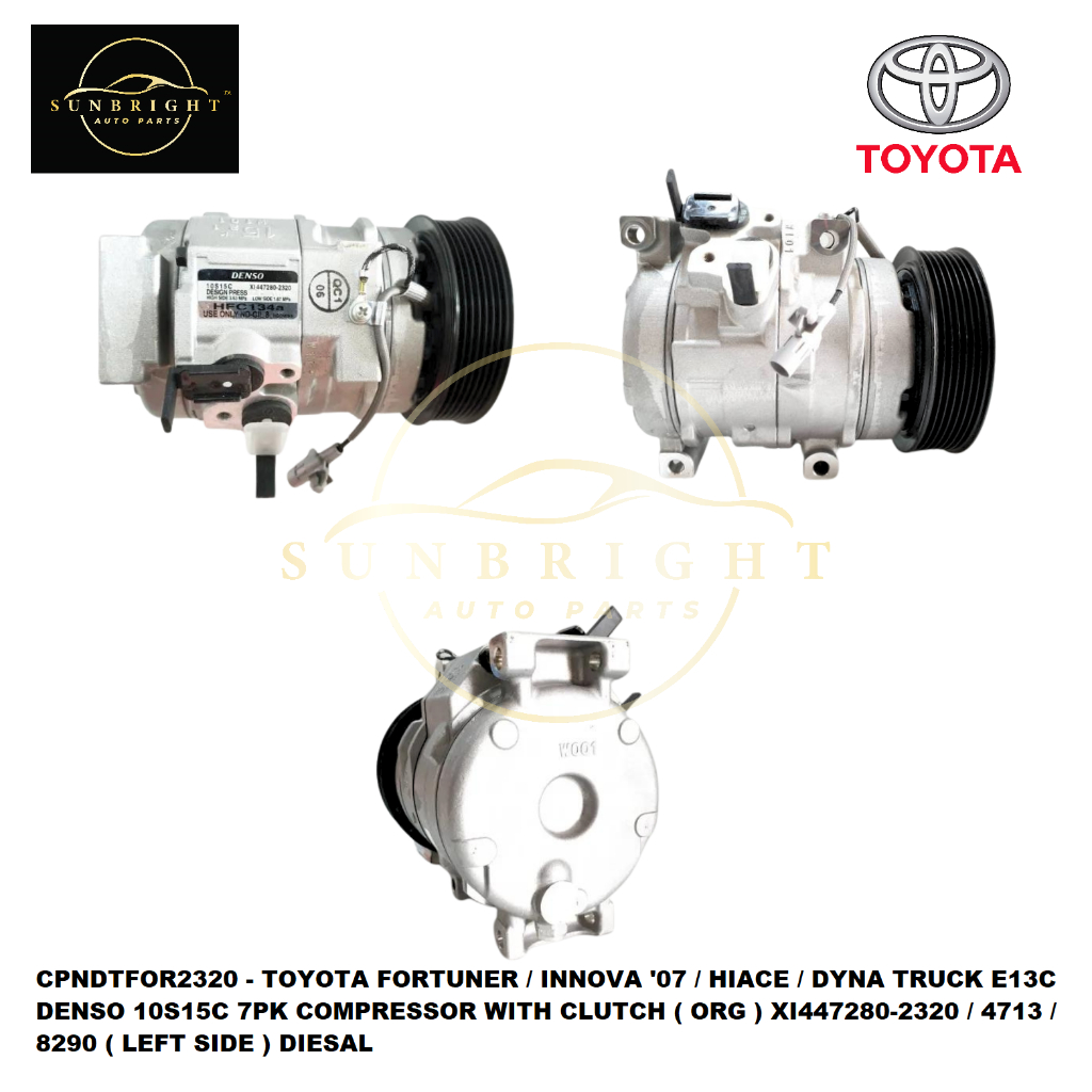 TOYOTA FORTUNER/ INNOVA '07 DENSO 10S15C 7PK COMPRESSOR WITH CLUTCH ...