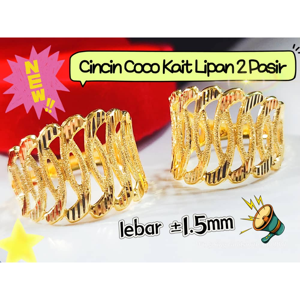 Wing Sing 1.5cm Cincin Coco Kait Lipan Dua Pasir Lebar Tulen Fesyen ...
