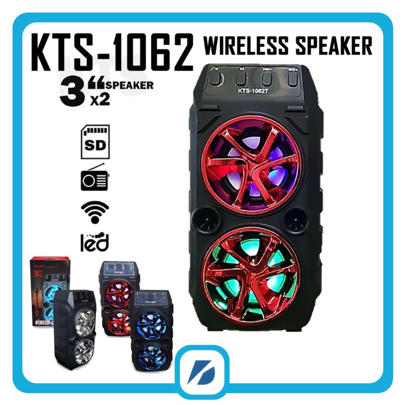 KTS SPEAKER KTS-1062/1571/1096 Wireless Portable Bluetooth Speaker With Led Light Support Mic ...