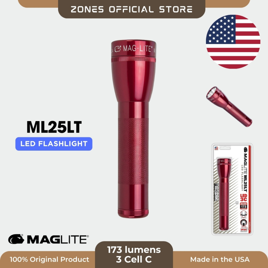 🇺🇸 Maglite ML25LT LED 3-Cell C Flashlight | Fire Red Edition | Ultra ...