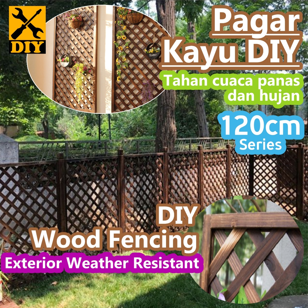 Pagar Kayu Wood Fencing XNet 120cm Outdoor Wood Partition Garden Fence ...