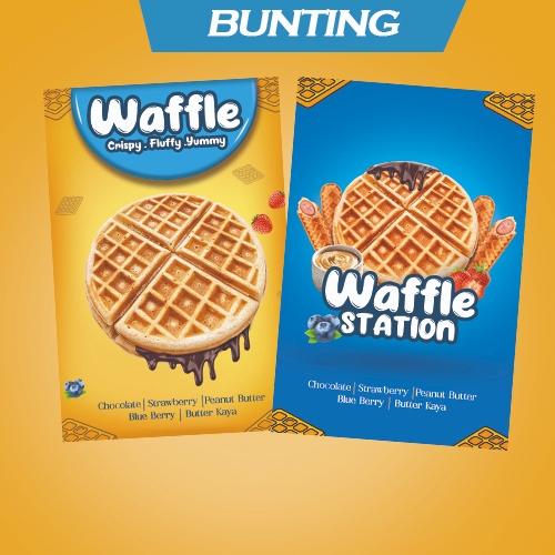 Bunting banner waffle crispy coklat strawberry blue berry | Shopee Malaysia
