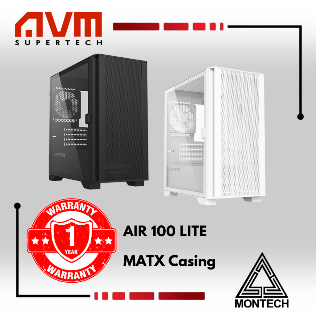 AVM MONTECH AIR 100 LITE MATX PC Desktop Casing - Black / White ...