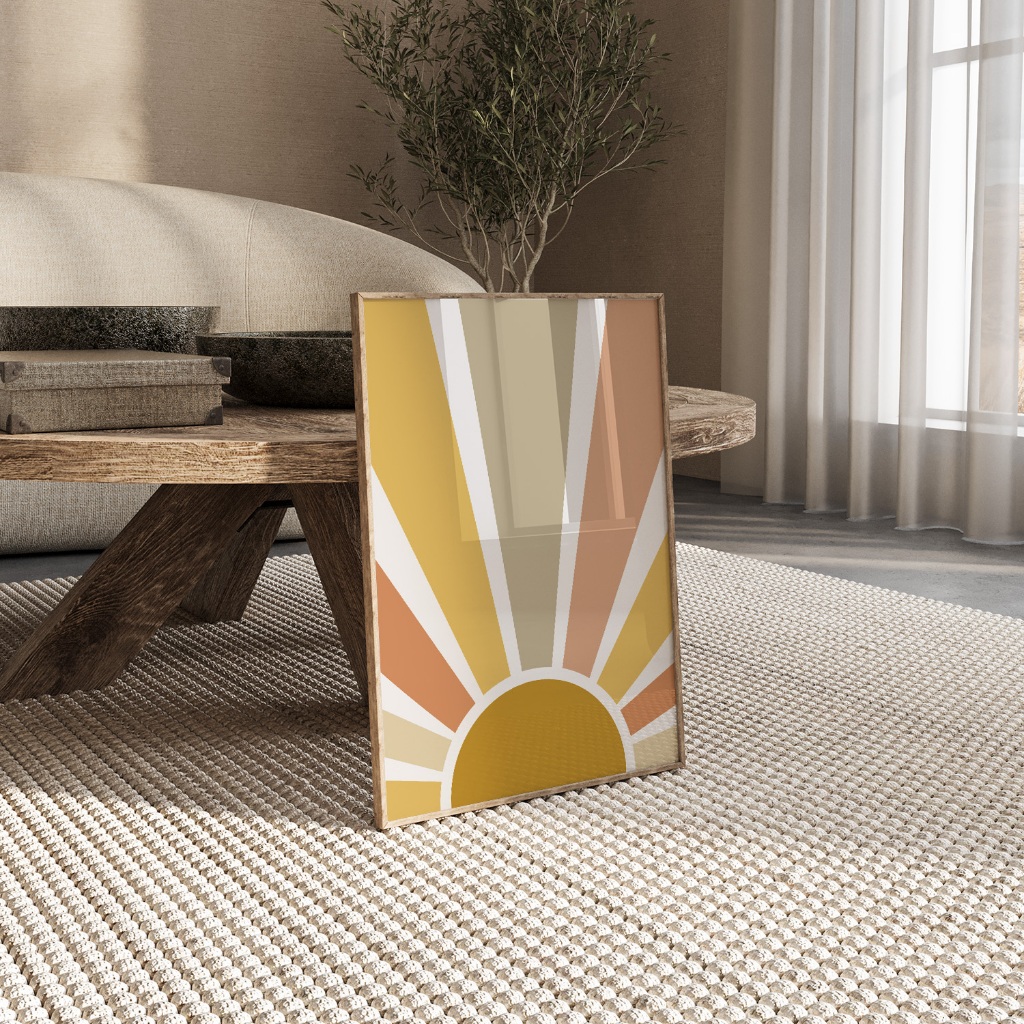 Sunrise Prints, Sun Wall Art, Sunrays Poster, Minimal Wall Print ...