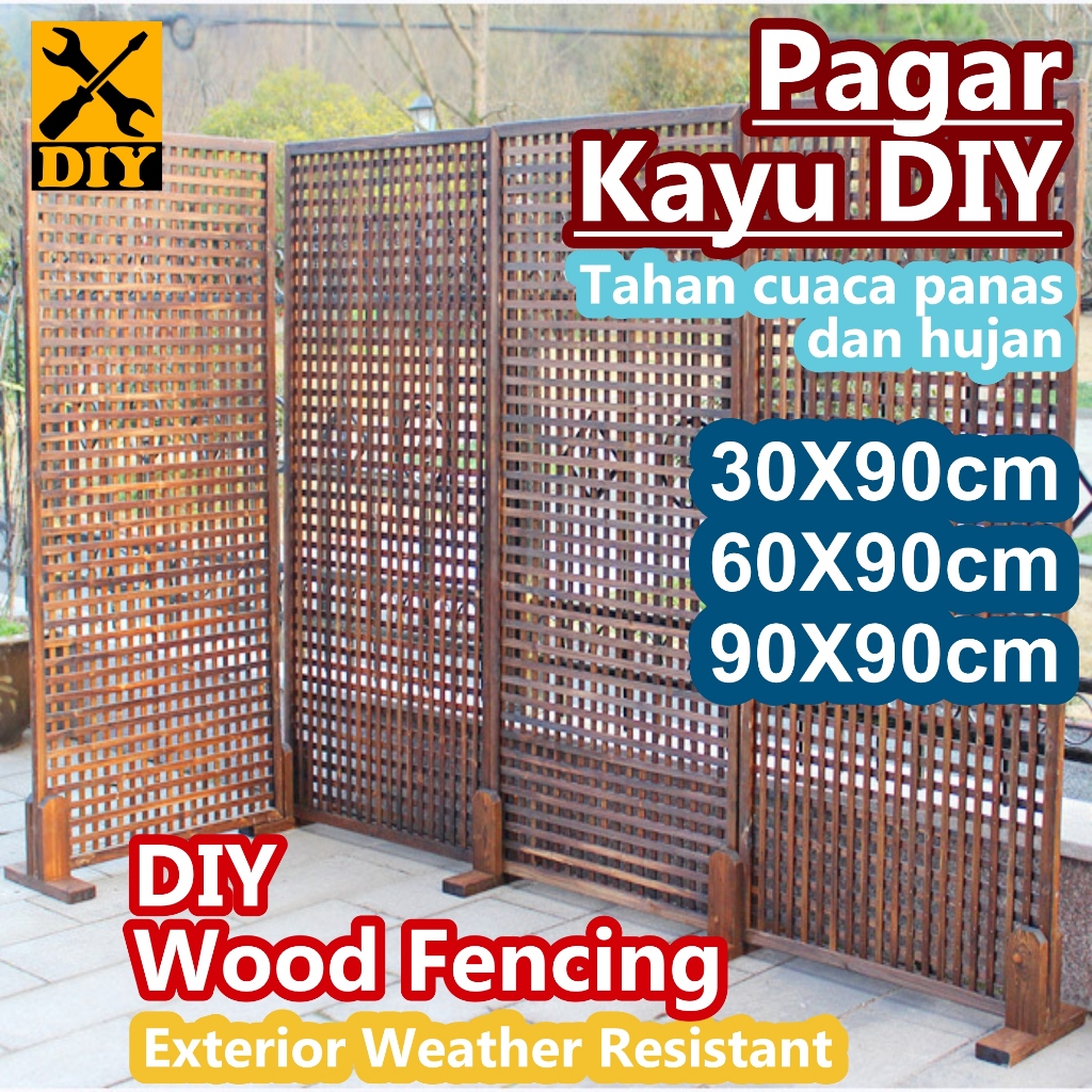 Pagar Kayu Wood Fencing Net 90cm Outdoor Quality Wood Partition Garden ...