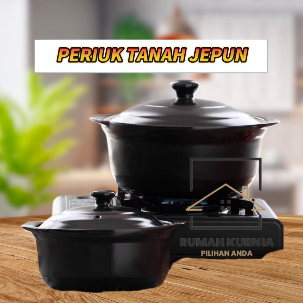 Periuk Sup Sihat/ Periuk Tanah Liat Seramik Hitam Bertutup/ Periuk ...