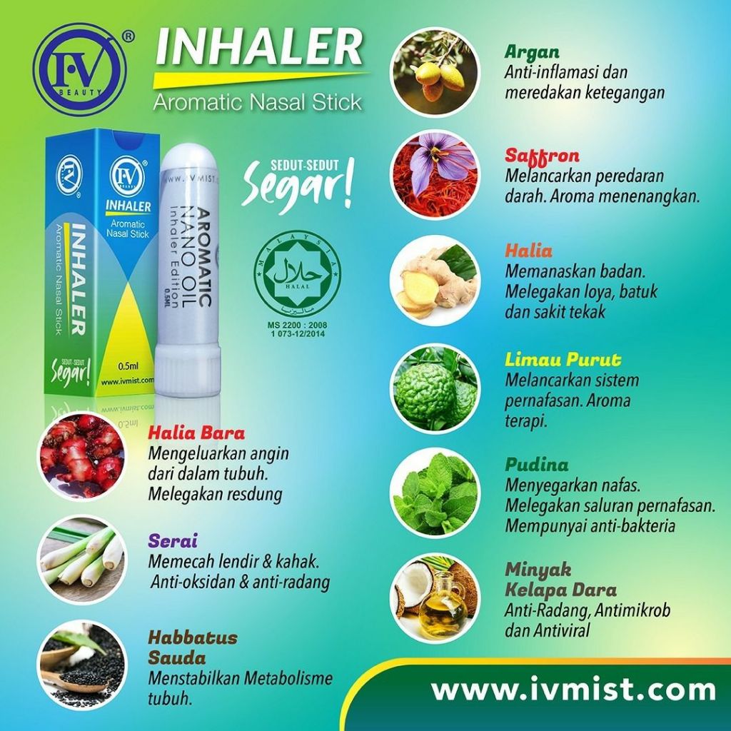 INHALER AROMATIC NASAL STICK IV BEAUTY 0.5 ML SEDUT-SEDUT SEGAR MAMPU ...