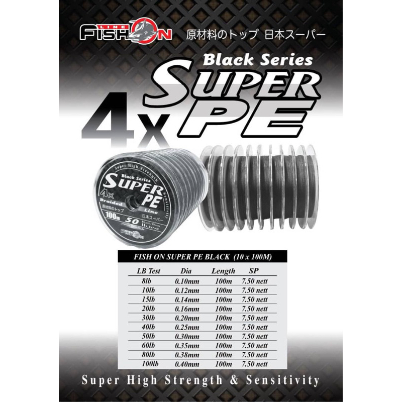 FIXORY 100M PE Braided 4 Strands Fishing Line Benang Pancing Ikan Black ...