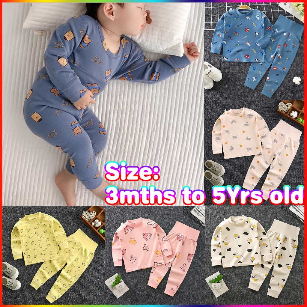 (3m-5yrs)Kids Pyjamas Set Boys Girls Sleepwear Baju Budak Nightwear ...