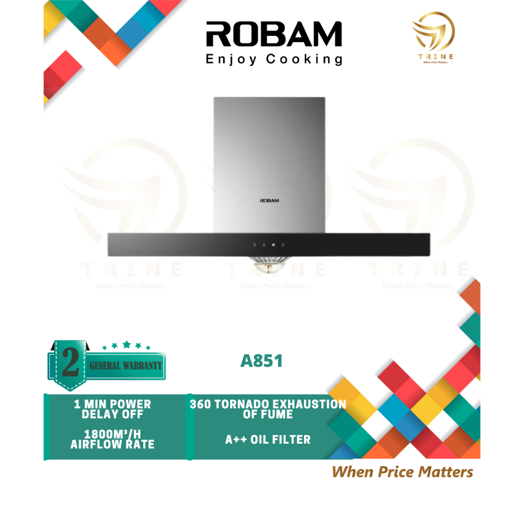 Robam A851 1800m³ H Hood B276 Glass Hob With 4 4kw Flame 2024 New