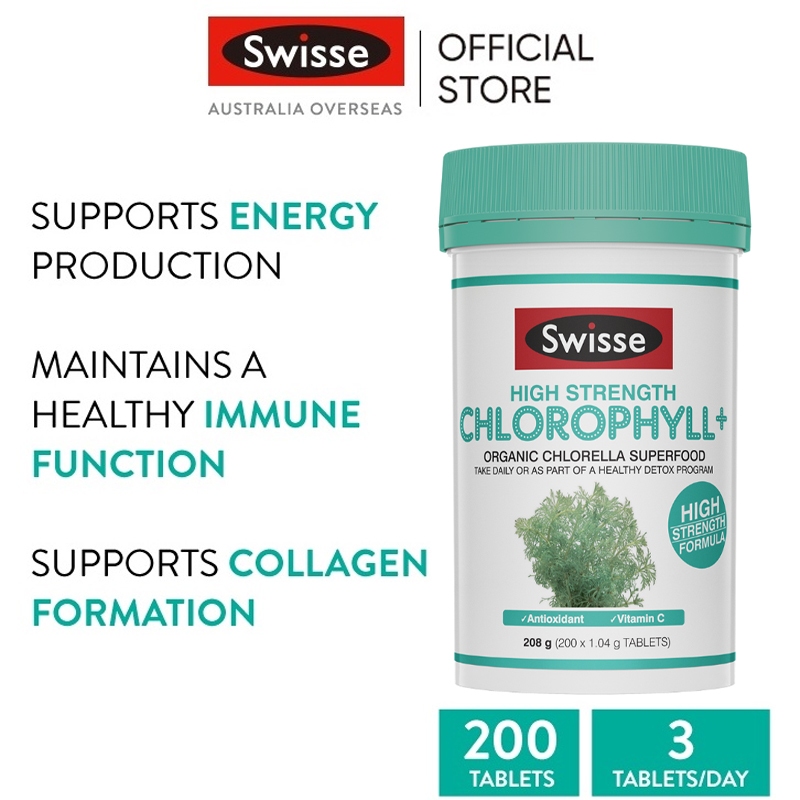 Swisse High Strength Chlorophyll+ 200 Tablets (EXP:11 2027) | Shopee ...