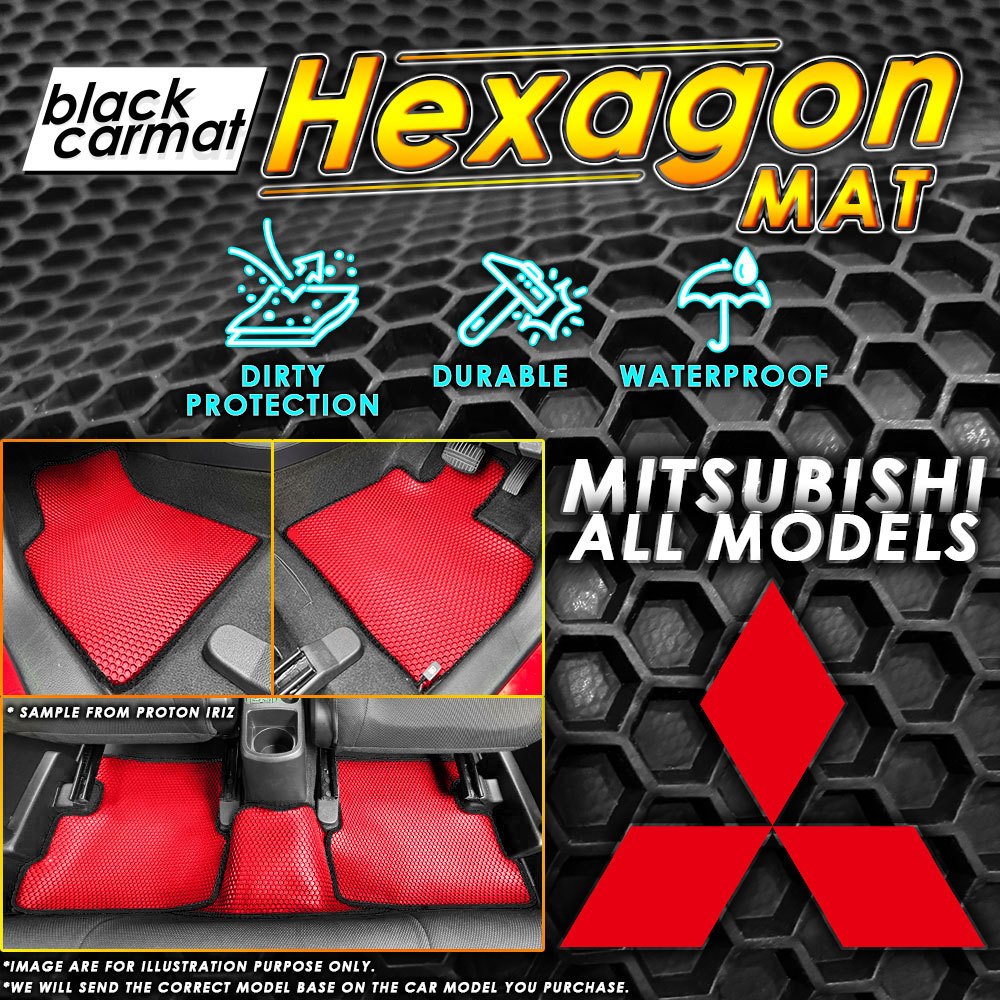 [ MITSUBISHI ] Hexagon Rubber Mat For MITSUBISHI ASX, LANCER, TRITON ...