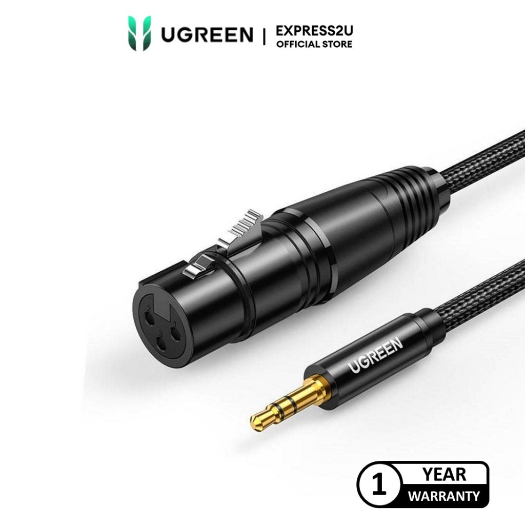 UGREEN AUDIO CABLE 3.5MM MALE TO XLR FEMALE 5M CABLE (BLACK) | Shopee ...