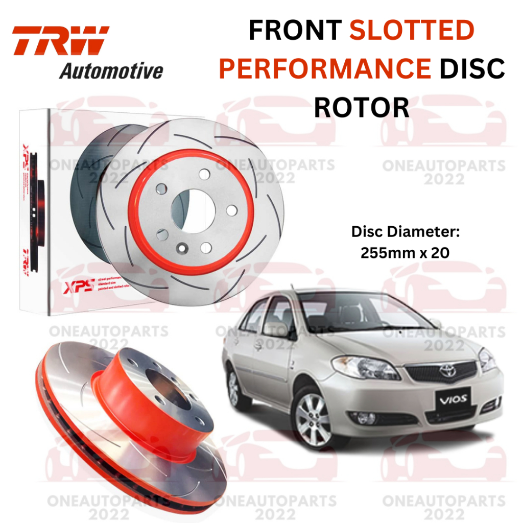 TRW XPS FRONT SLOTTED PERFORMANCE DISC ROTOR TOYOTA VIOS NCP42 1.5 ...
