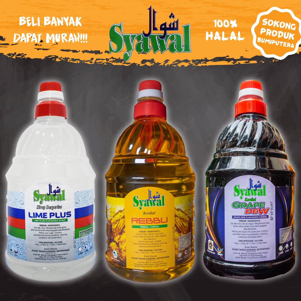 AIR KORDIAL SYAWAL 2 LITER PELBAGAI PERISA ( MUDAH , CEPAT , JIMAT DAN ...