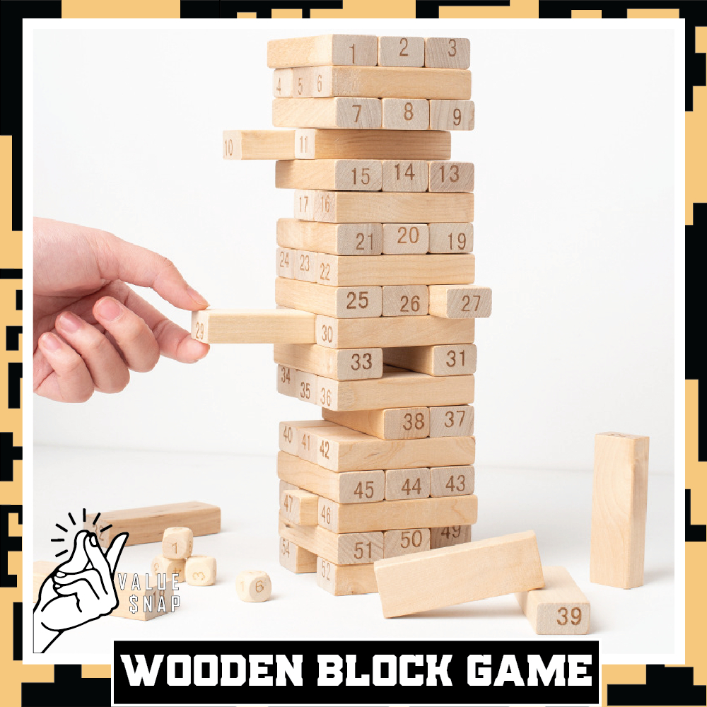 Wooden Brick Block Building Toy Game Mainan Kayu Block Wooden Blocks ...