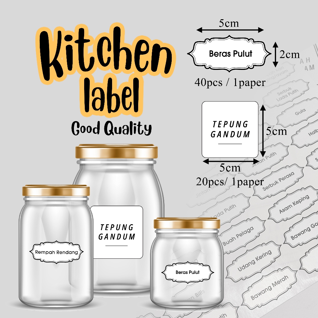Waterproof WHITE Pantry Sticker Label | Kitchen Label for Seasoning ...