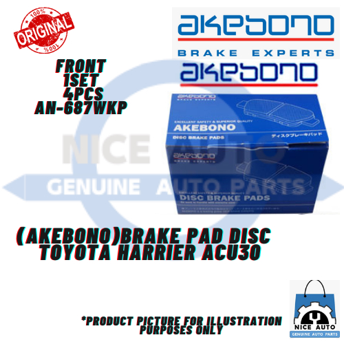TOYOTA HARRIER ACU30 FRONT BRAKE PAD - BRAND AKEBONO (1SET =4PCS ...