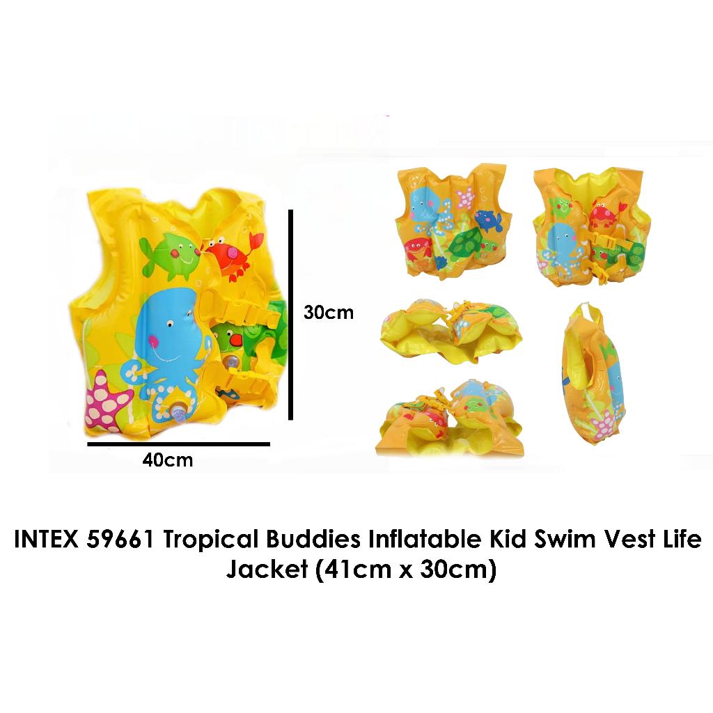 INTEX 59661 Tropical Buddies Inflatable Kid Swim Vest Life Jacket (41cm ...