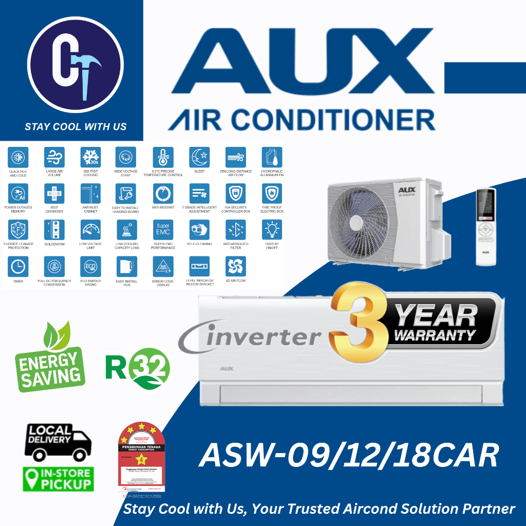 AUX new R32 M-Series (5 Star) & C-Series (4 Star) INVERTER Room Air ...