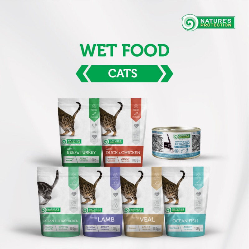 Nature's Protection Wet Pouch Food Cat - Ocean Fish/Beef Turkey/Duck ...