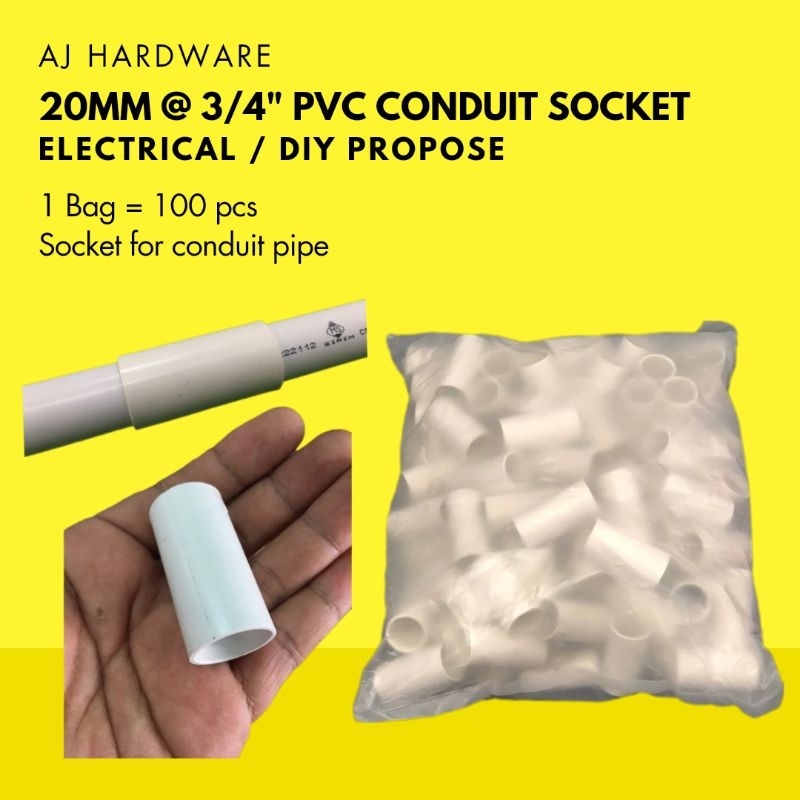 3/4" 20mm PVC Conduit Socket 1 bag | Shopee Malaysia