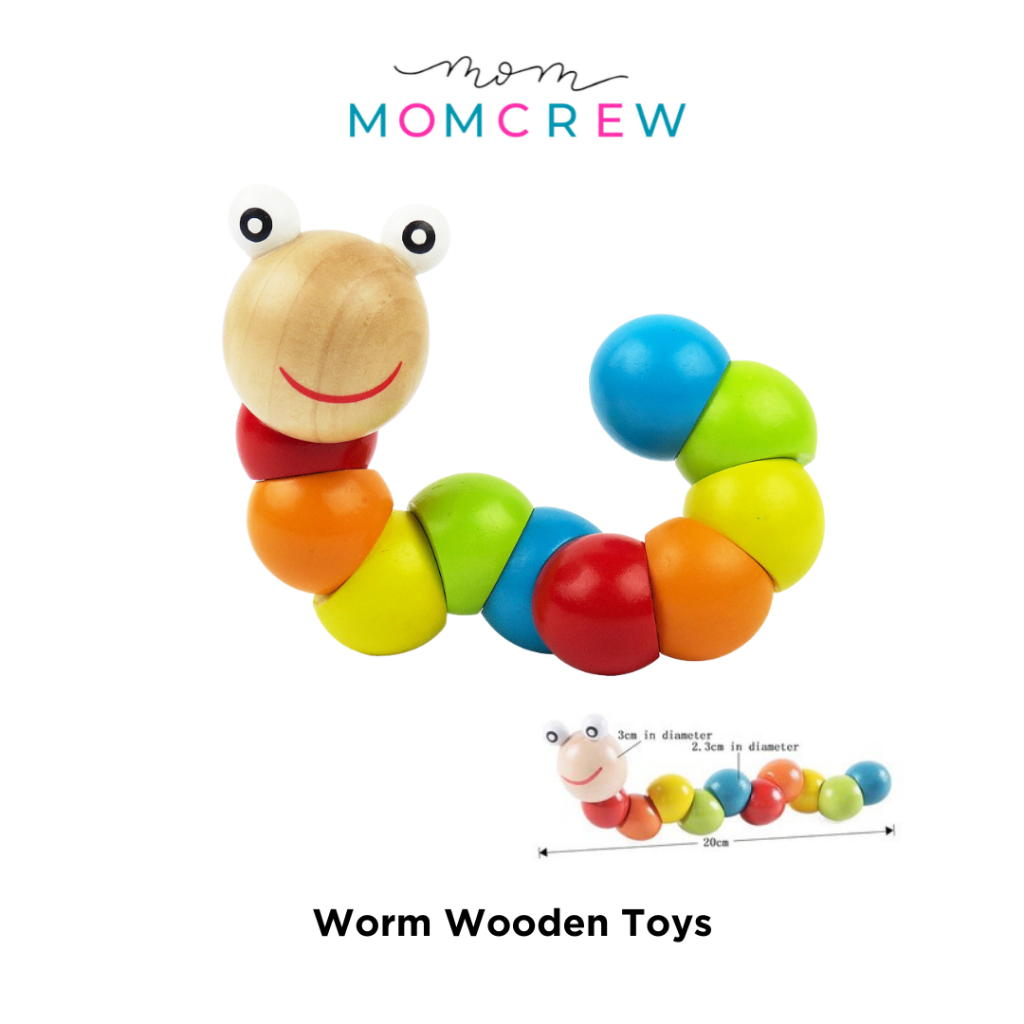 Wooden Educational Toys Kids Worm Montessori Blocks Shape Kids Learning ...