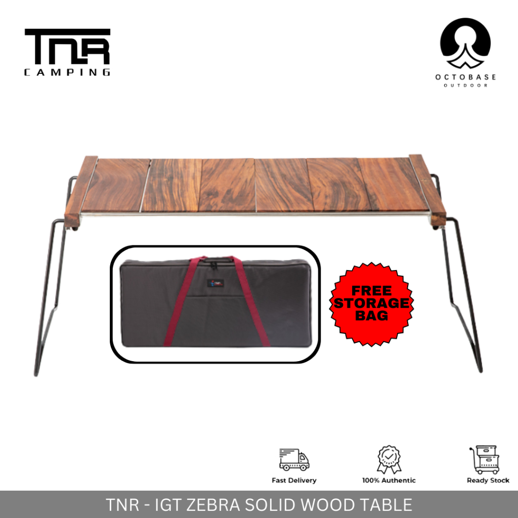 TNR CAMPING - IGT ZEBRA SOLID WOOD TABLE FOLDABLE DURABLE TABLE FOR ...