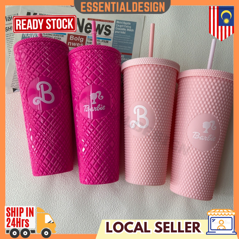 Barbie Cup Cold Cup Pink Tumbler Acrylic Bling Barbies Movie Water Cup ...