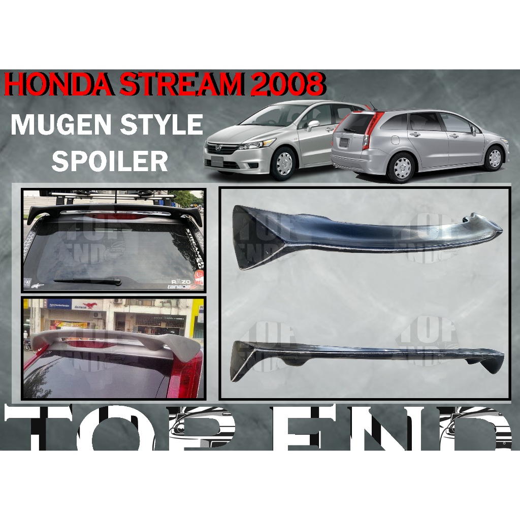 HONDA STREAM 2008 & ABOVE MUGEN STYLE SPOILER MATERIAL FIBER UNPAINT ...