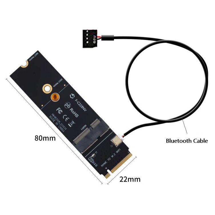 NGFF A/E-Key Card to M.2 NGFF Key-M NVME SSD Adapter for AX200 AX210 ...