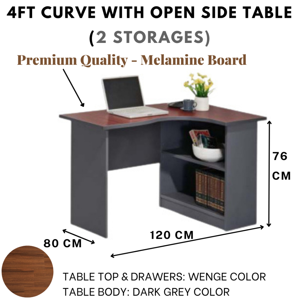 🔥OFFER🔥G HOME Office Table 3 Feet 4 Feet 5 Feet With Drawer Grey/Wenge ...
