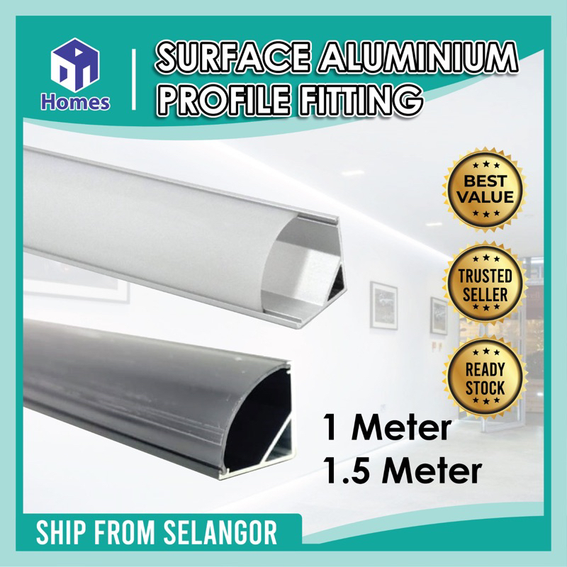 Corner Aluminium Profile Fitting, LED Strip Casing | Shopee Malaysia