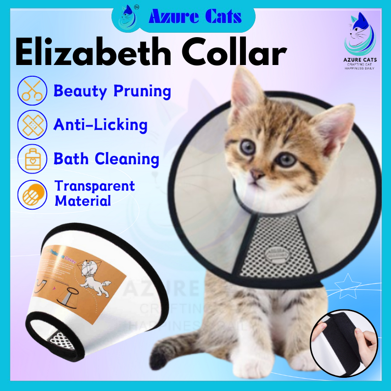 AZURE Pet Elizabeth Collar Cat E Collar Cat Cone Collar Kucing Koler ...