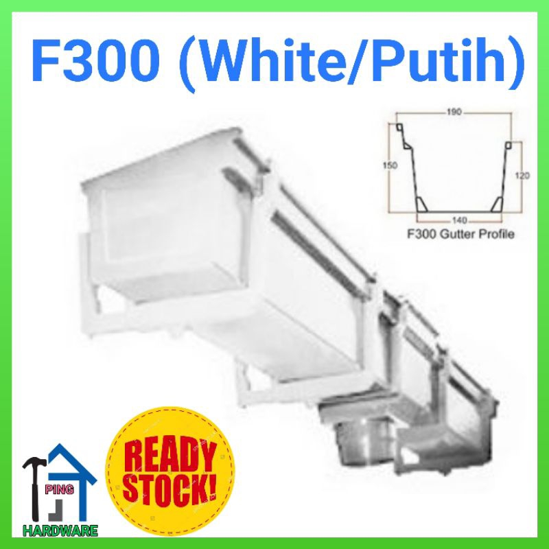 *F300 Gutter Pvc 1kaki~7kaki(PUTIH/WHITE) Brand Arensi Maley | Shopee ...