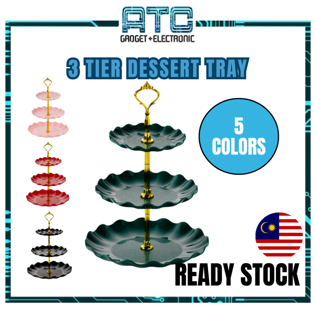 ATC 3 Tier High Tea Stand Dessert Cupcake Cakes Fruit Party Serving ...