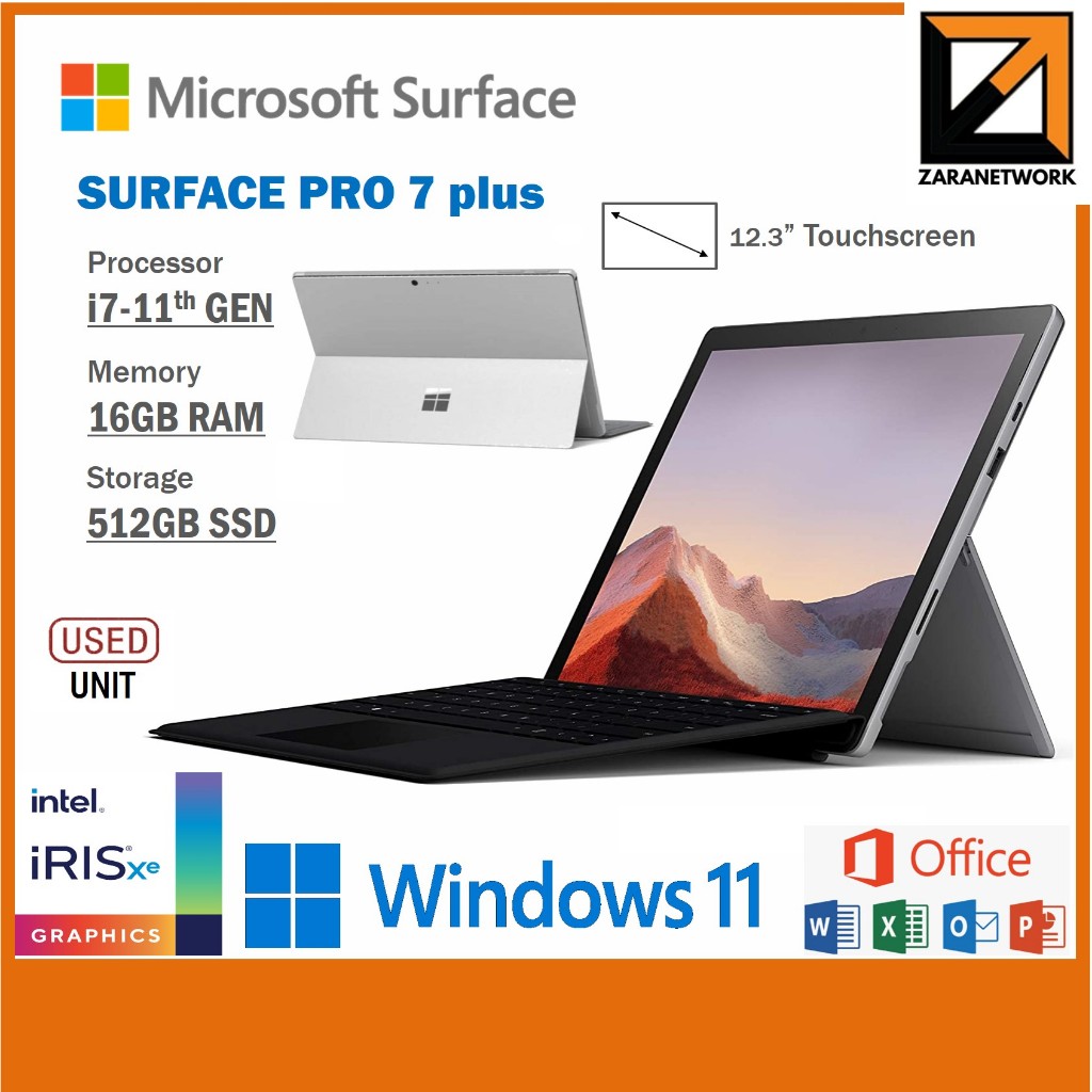 Microsoft Surface Pro 7+ Surface pro 7 plus (1 YEAR WARRANTY T&C) Core ...
