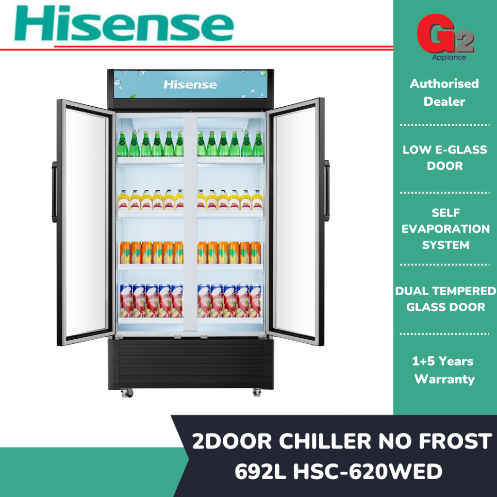 HISENSE [AUTHORISED DEAALER] 2DOOR CHILLER NO FROST 692L HSC-620WED ...