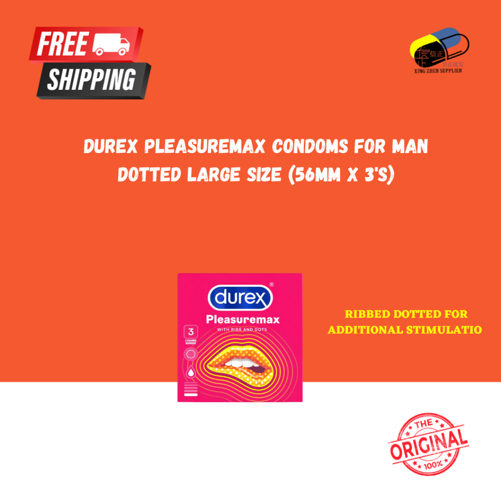 Durex Pleasuremax Condoms for Man Dotted Large Size (56mm x 3's ...