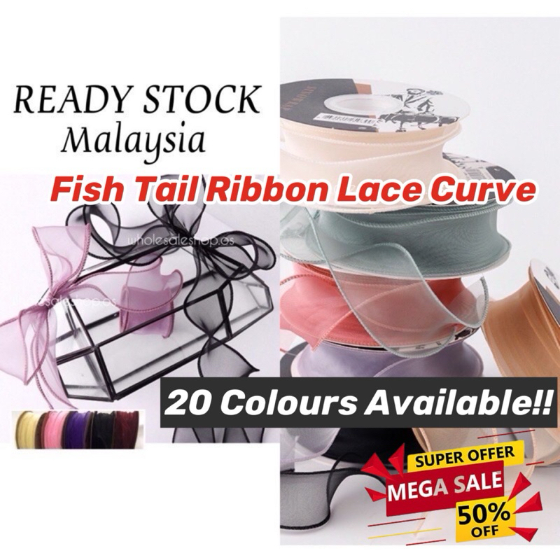 💥 10Yards 4cm Curve Lace Fish Tail Premium Silk Lace Ribbon Party ...