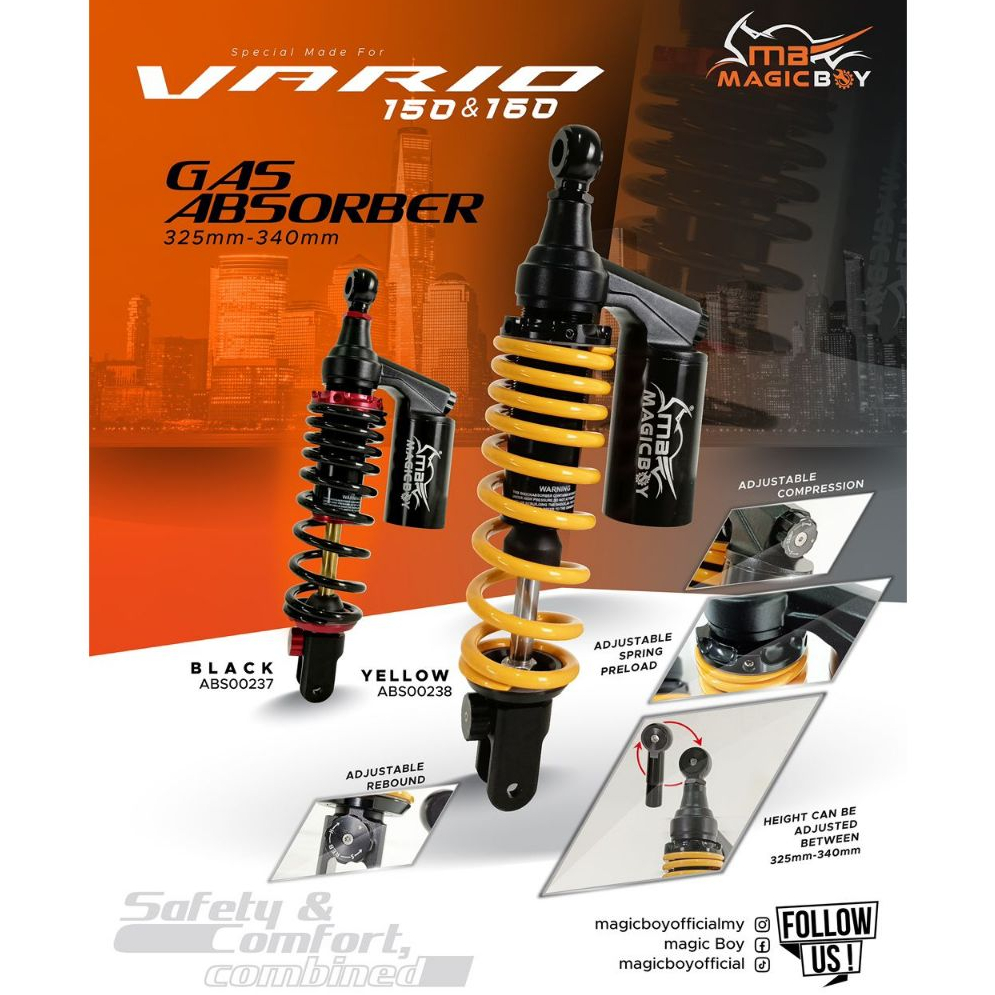 ( 325MM-340MM ) MAGIC BOY ADJUSTABLE MONOSHOCK ABSORBER SET VARIO150 ...