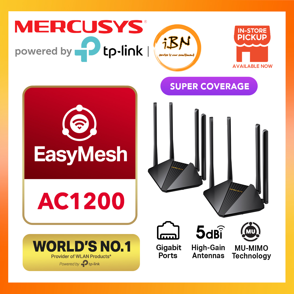 Mercusys Easymesh AC1200 Gigabit 4× High-Gain Antennas Dual Band ...